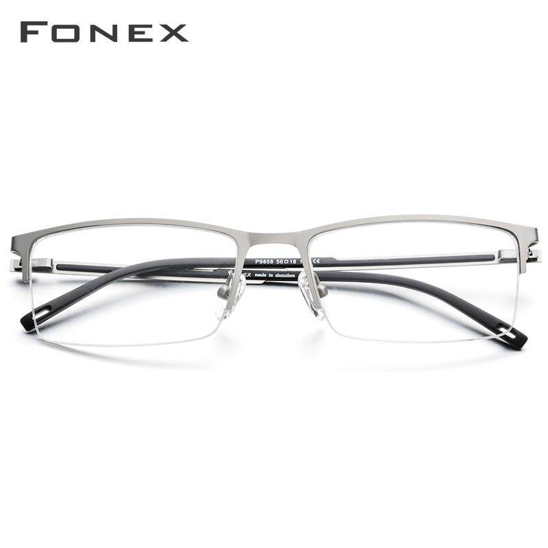Fonex Alloy Glasses Frame Men Ultra Light Half Square Myopia