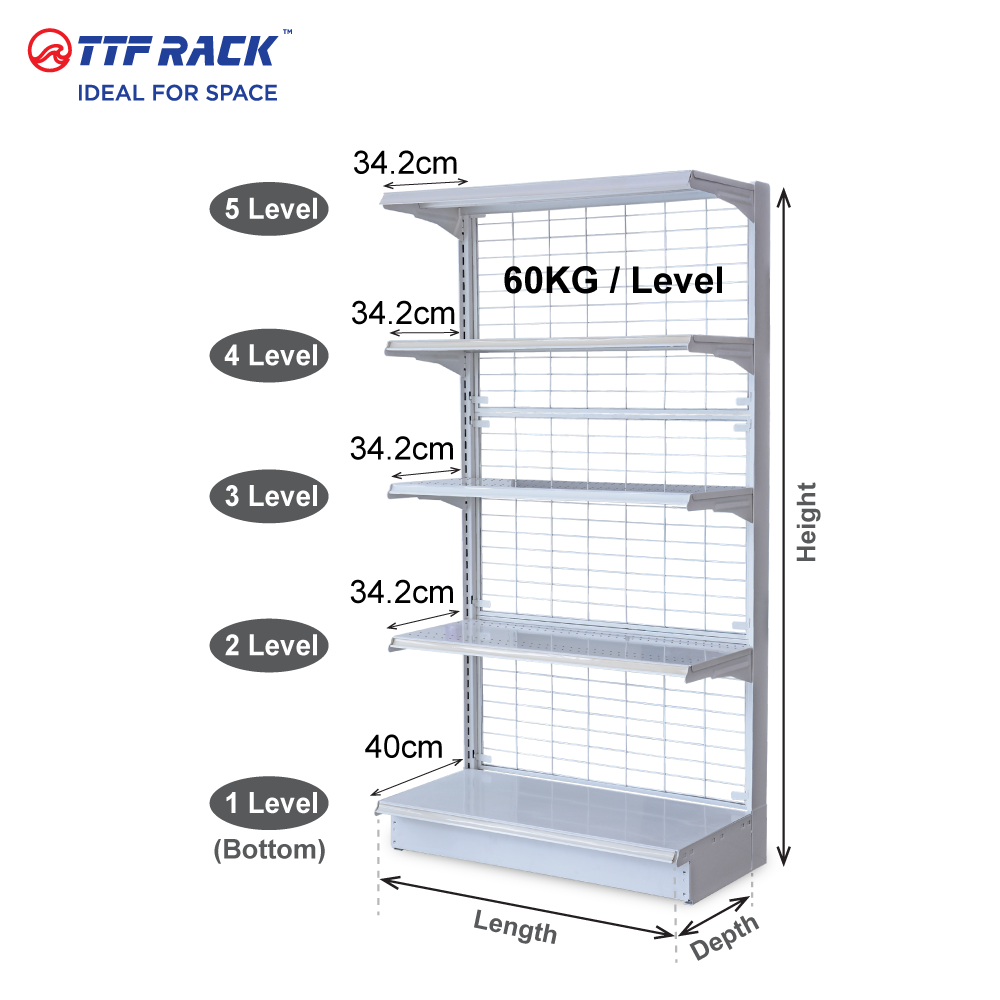 TTF Rack™ (WALL GONDOLA) Wall Gondola Back Netting /Storage Rack ...