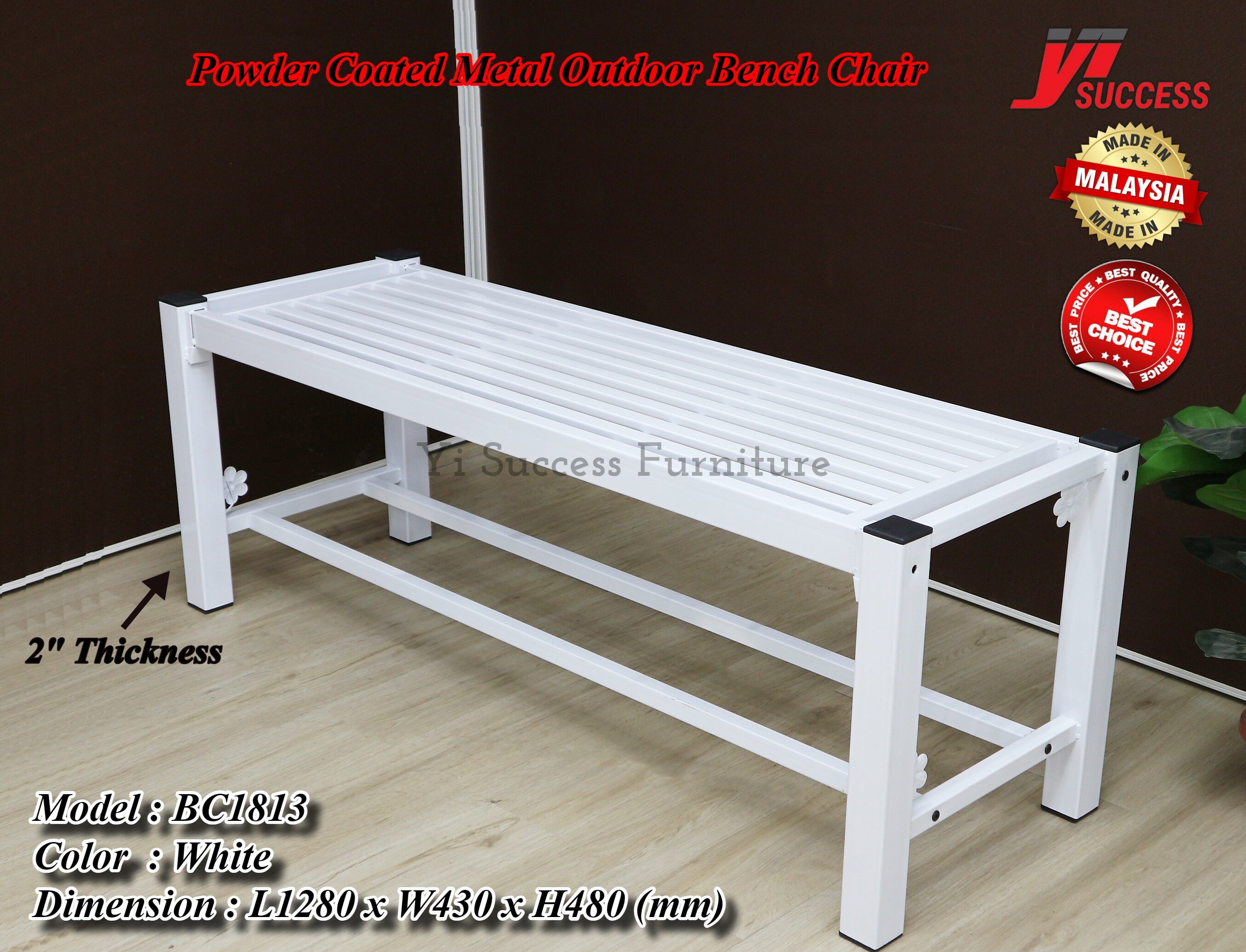 Yi Success 4ft 5ft Metal Bench Chair / Powder Coated Metal Garden Bench ...