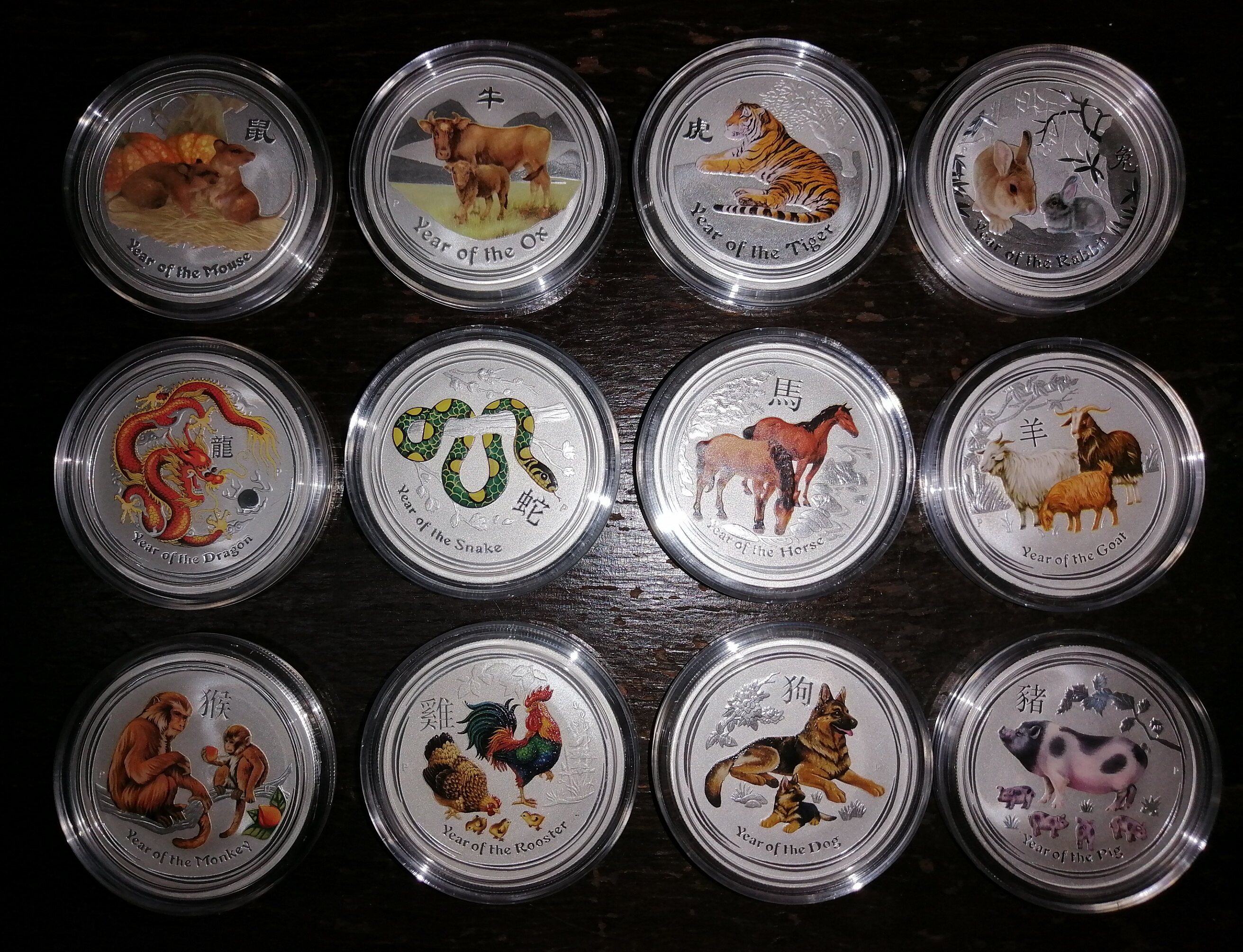 (Complete Set of 12 Coins) Perth Mint Australia Lunar Series II 1/2 oz ...