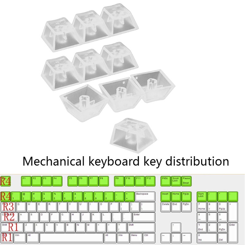 10Pcs โปร่งใส ABS Keycaps คีย์บอร์ดแบบกลไก Matte Backlit ตัวครอบปุ่ม ...