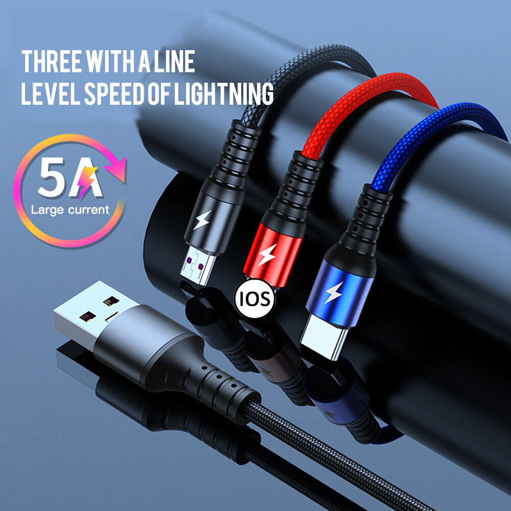 SF Store 3ใน1 5A USB ชาร์จเร็วสาย8 Pin ประเภท C Micro USB Super สาย ...