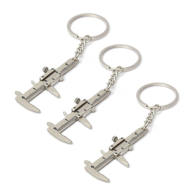 3X Useful Mini Vernier Caliper Tool Pendant Slider Slides Keyring Key ...