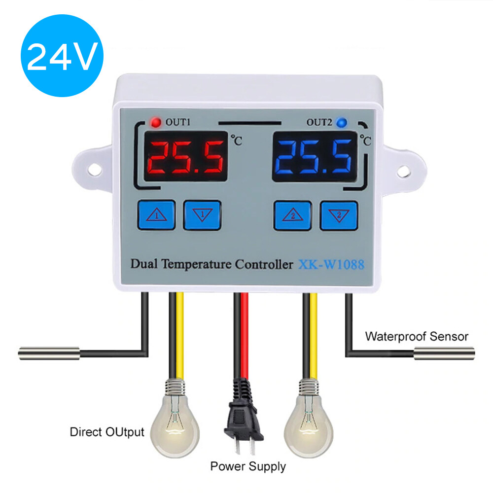 Dual Digital Thermostat Temperature Controller Two Relay Output ...