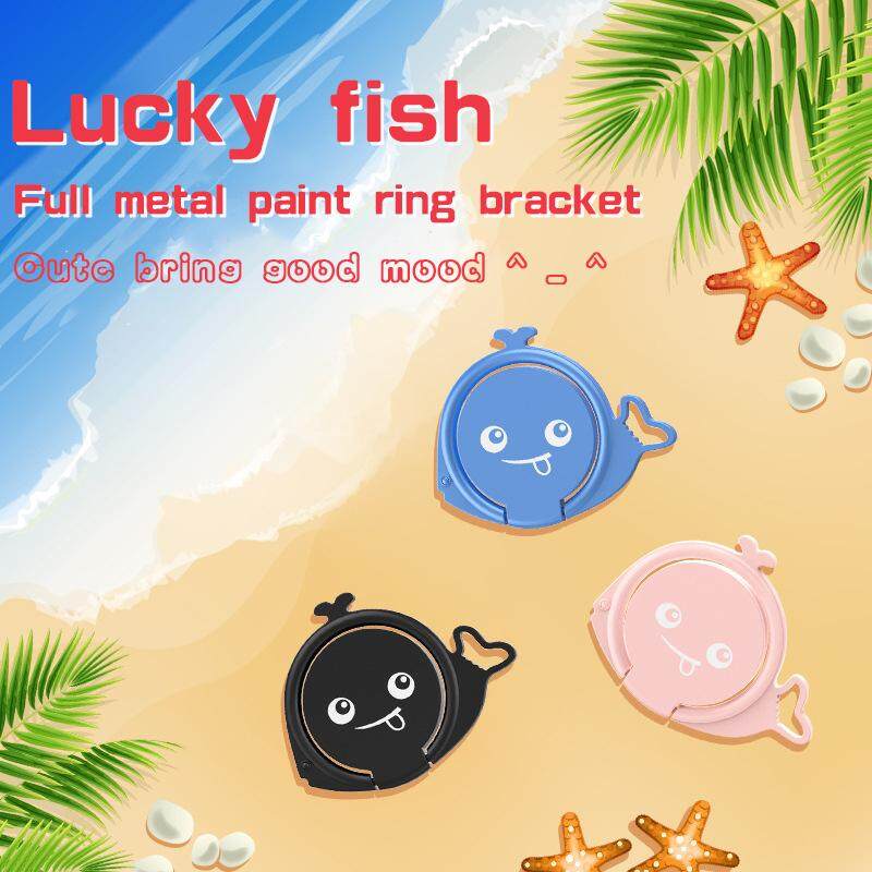 【Ready Stock】 Lucky Fish Phone Holder Metal Painted Ring Buckle Car ...