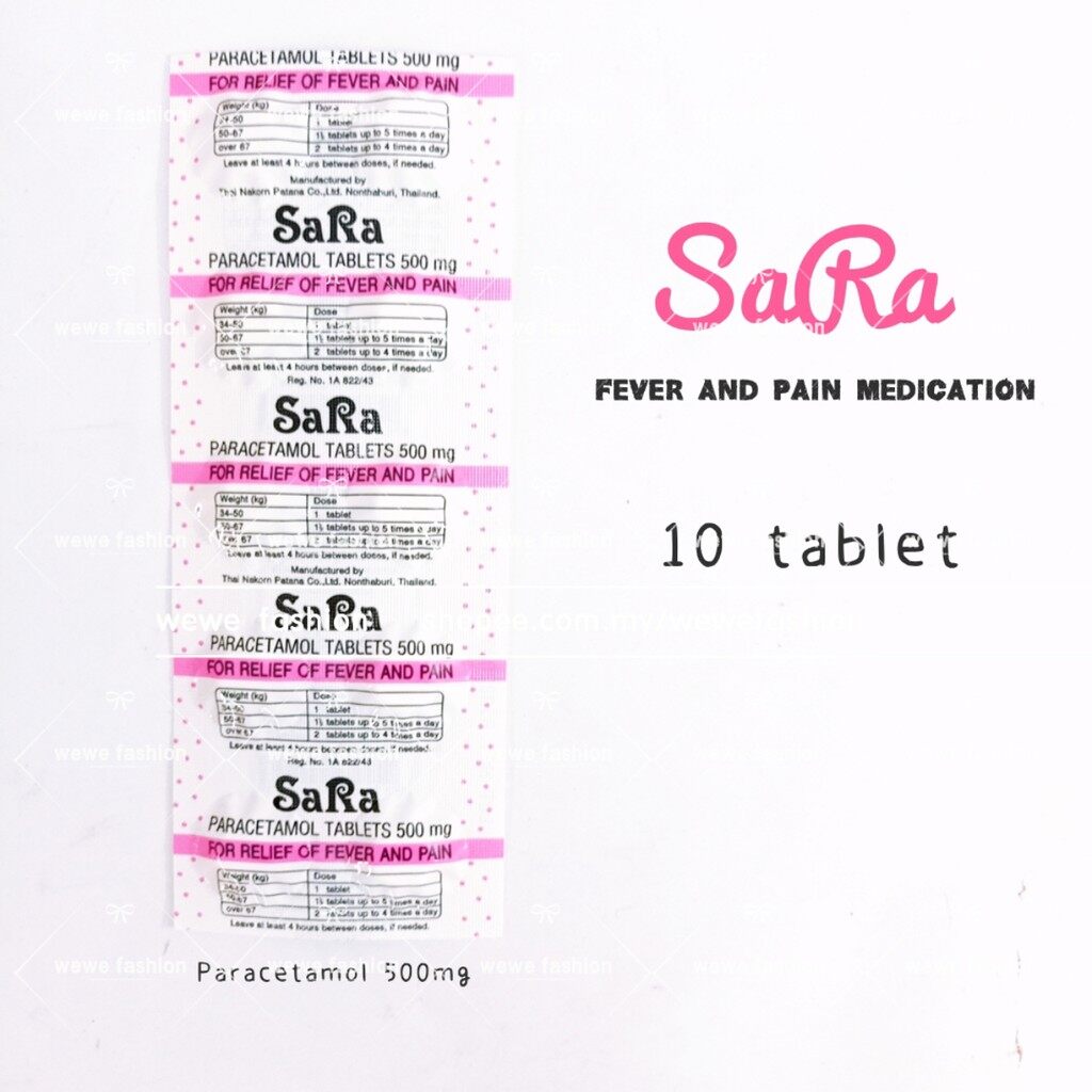 READY STOCK!!!Thailand SARA Fever and Pain Medication PARACETAMOL 500mg ...