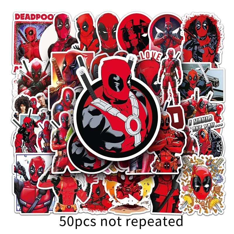 ชุดสติกเกอร์ Marvel Deadpool 50ชิ้นสติกเกอร์พีวีซีมีกาวในตัวกันน้ำลาย ...