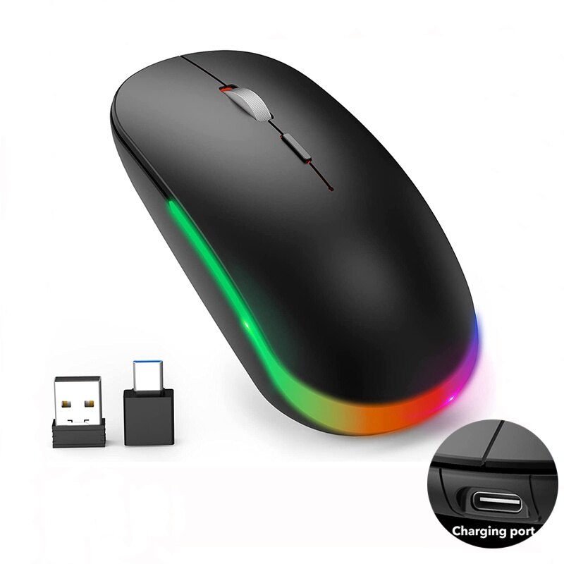 Type-C+USB 2.4Ghz Wireless Mouse with Usb C Receiver for Macbook Pro ...