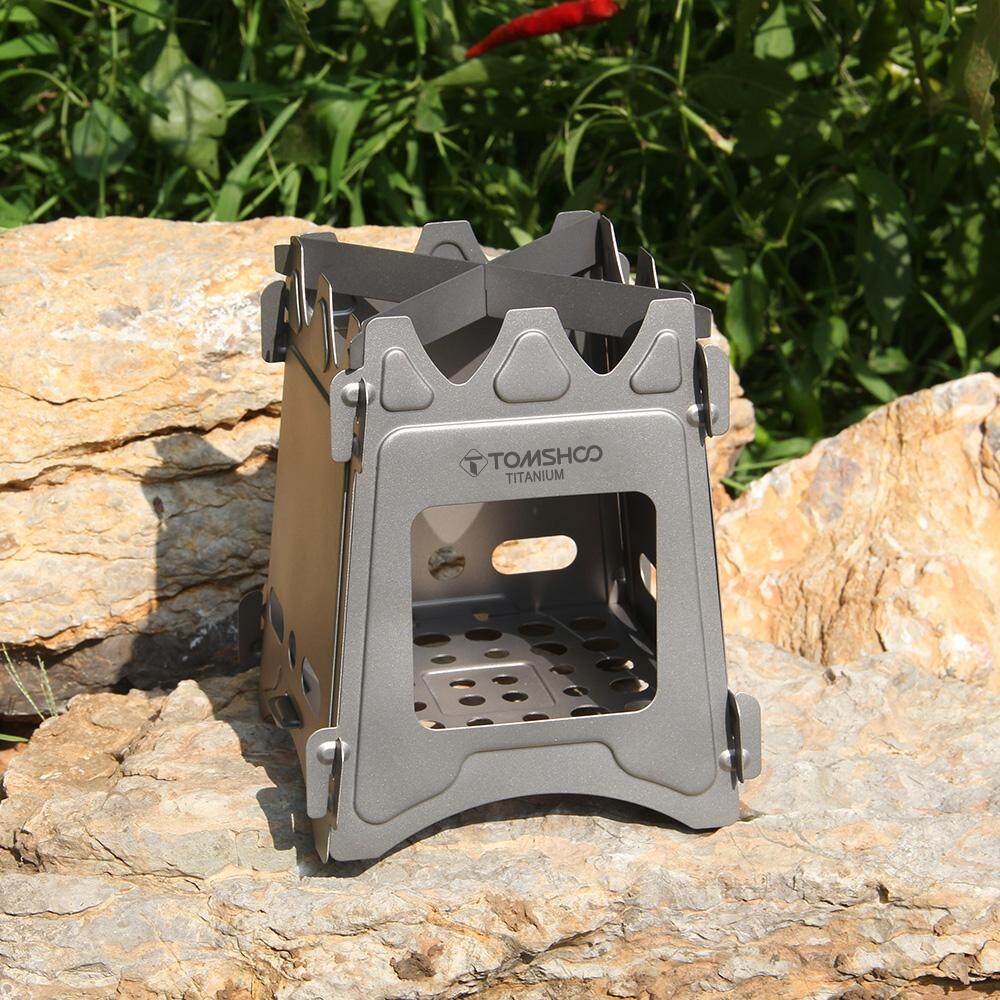 TOMSHOO Camping Wood Stove Portable Folding Lightweight Titanium Wood ...