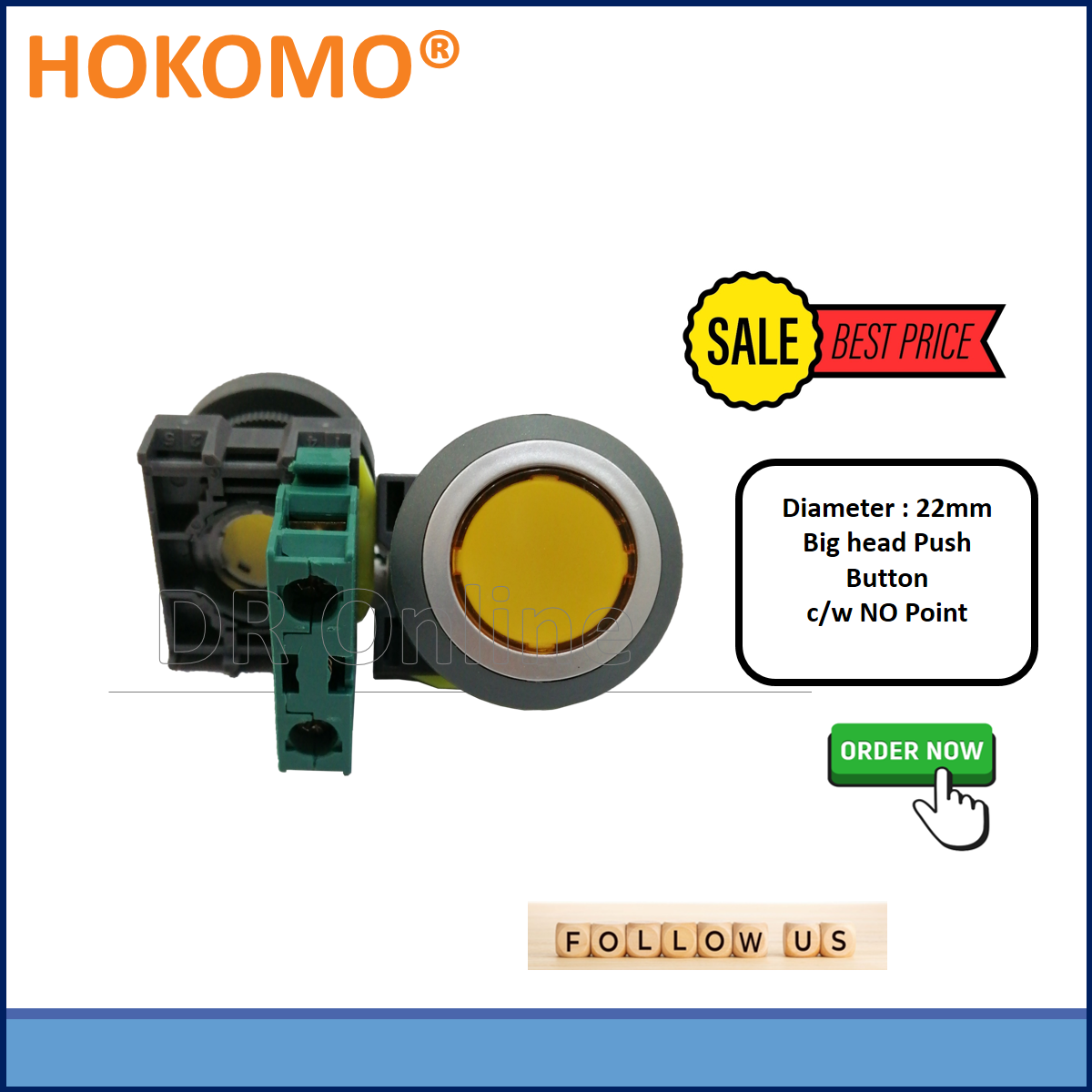HOKOMO Push Button Switch 22mm/25mm/30mm Push Button Switch 1NO /1NC ...