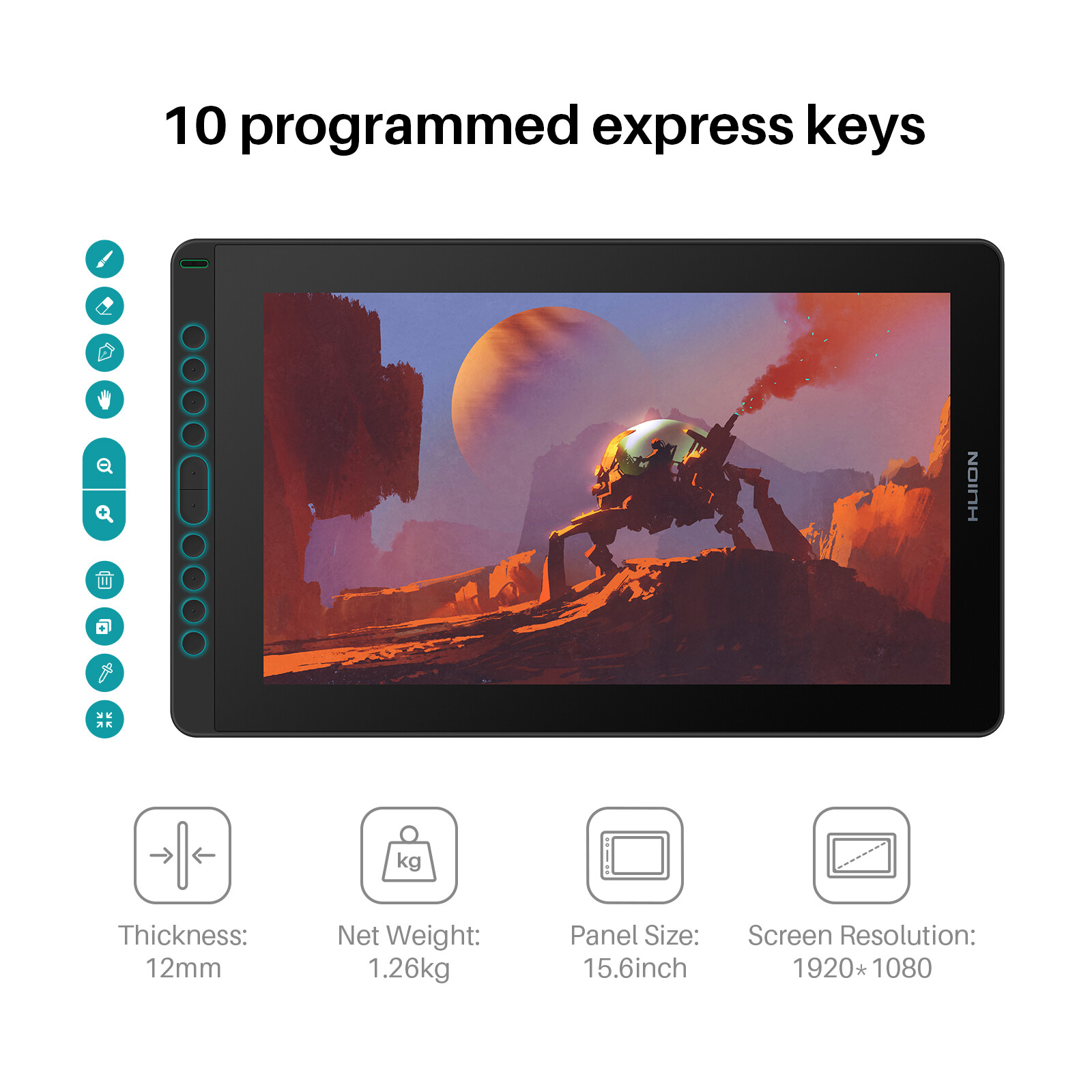 HUION Drawing Tablet KAMVAS 16 Pen Display with Full-Laminated Screen ...