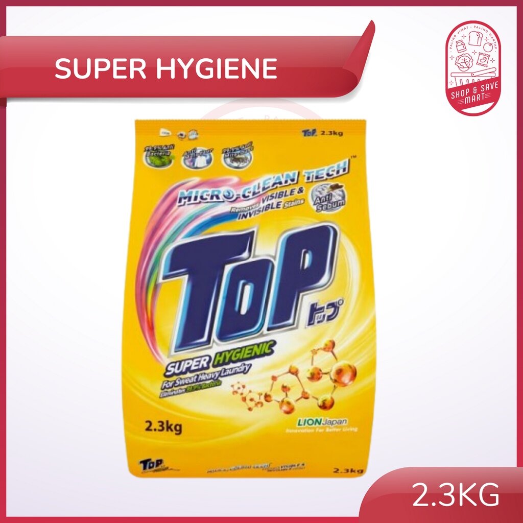 TOP Laundry Detergent Powder 2.3kg (Super White, Super hygiene, Super ...