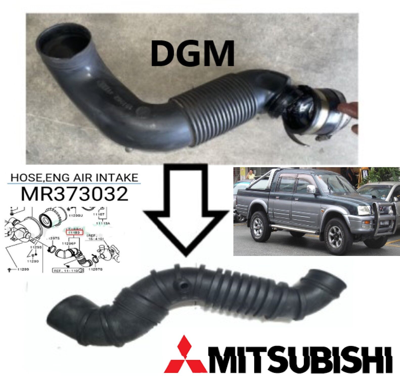Mitsubishi Storm L200 Air Intake Hose / Air Cleaner Hose / Turbo Hose ...