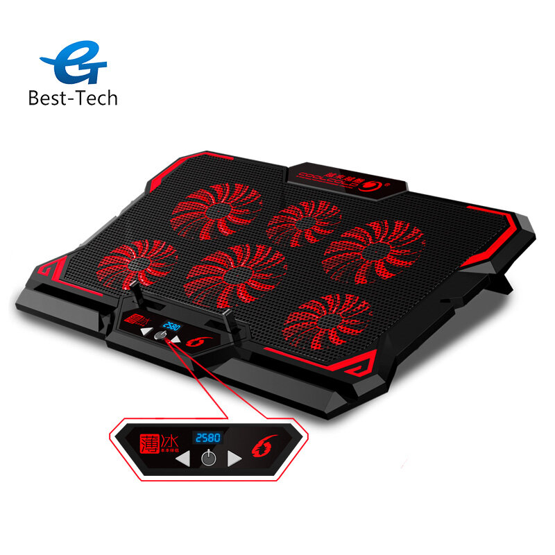 ที่ดีที่สุด-Tech 17นิ้วเกมที่ระบายความร้อนแล็ปทอปหกพัดลมหน้าจอ Led USB ...
