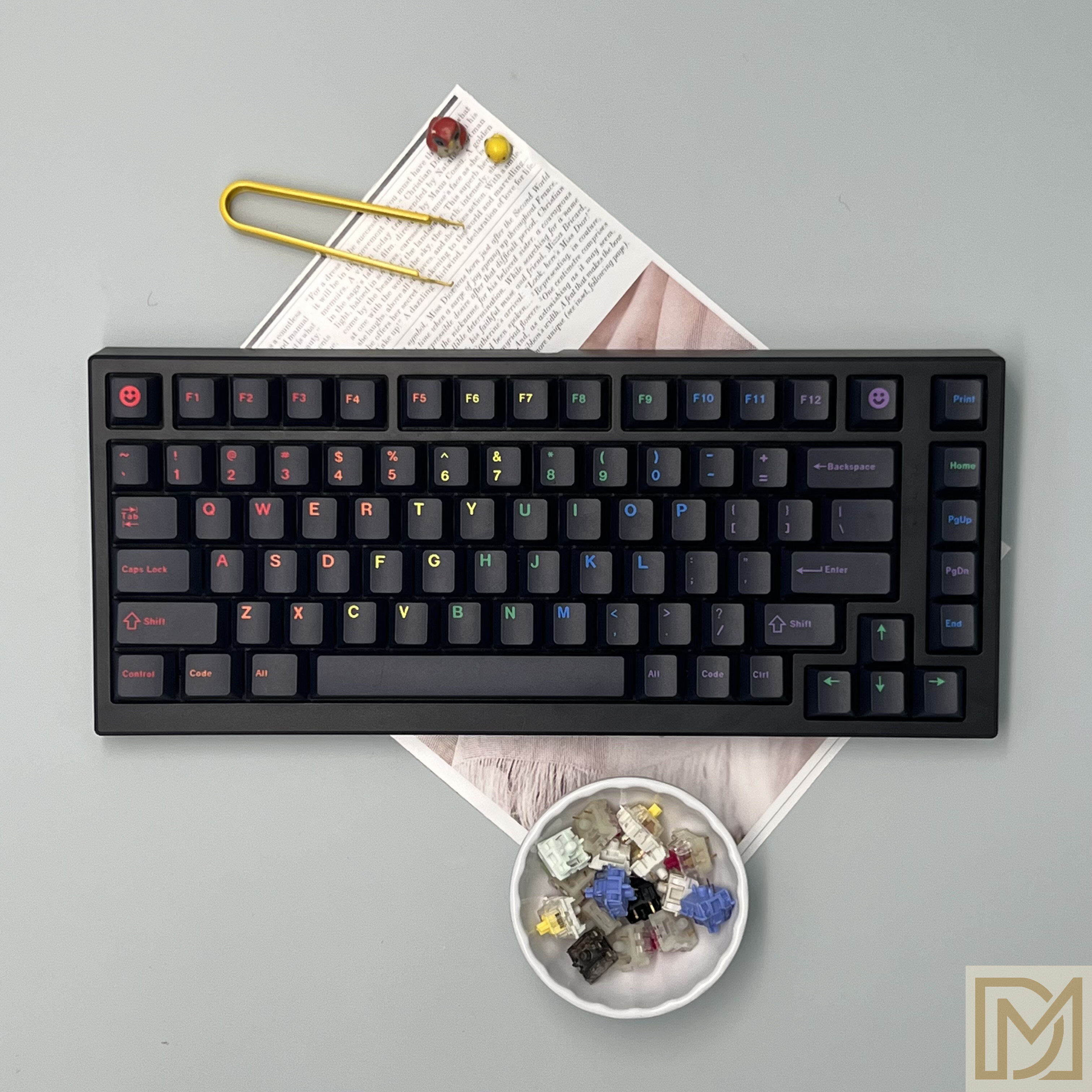 GMK Midnight Rainbow Keycap PBT Dye Sub Cherry 136pcs Black WOB Keycaps ...