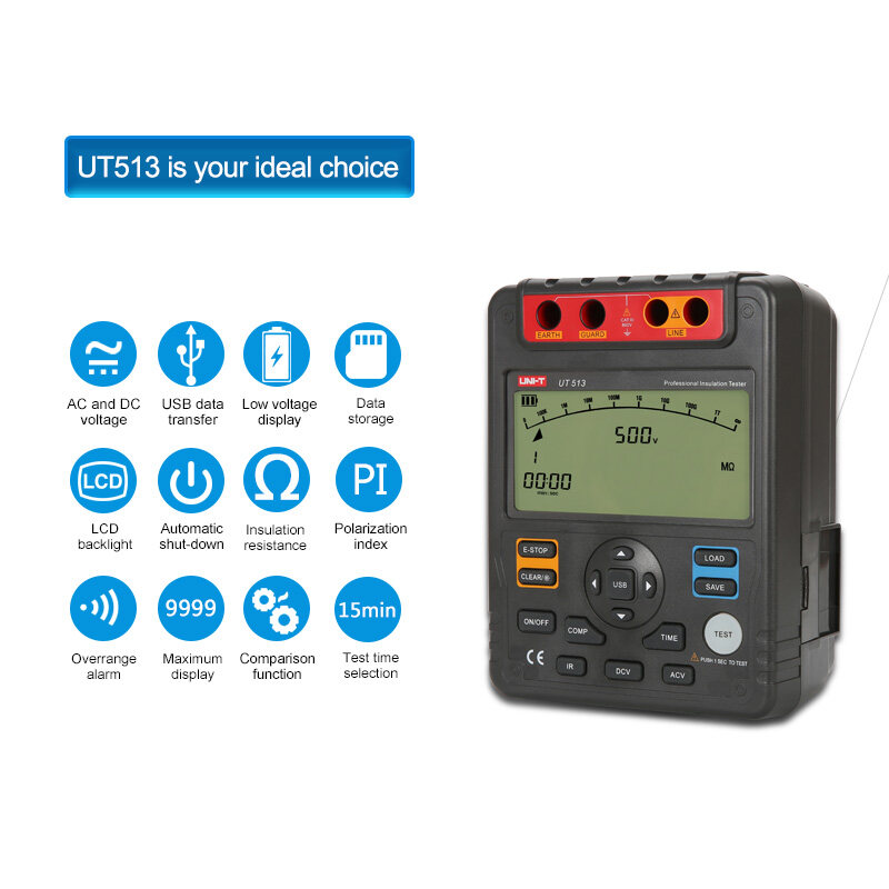 UNI-T Original 】 UNI-T UT513A เครื่องทดสอบความต้านทานฉนวน Analog บาร์ ...