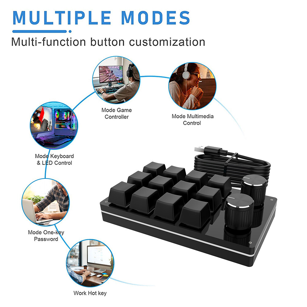 [Vktech] Macro Custom Gaming Keyboard 12 Key + 2 Knob ปุ่มกดแบบตั้ง ...