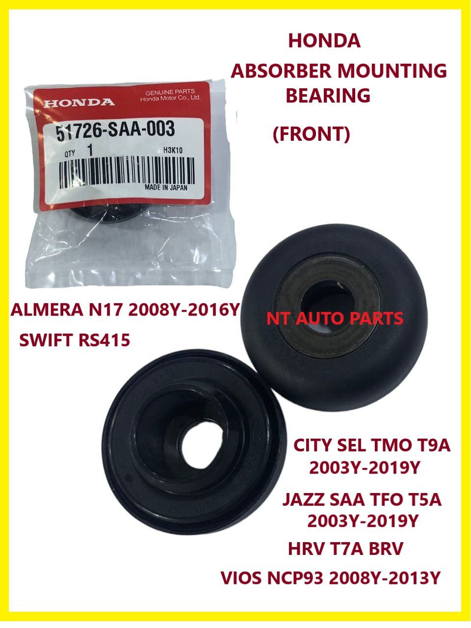 100% ORIGINAL HONDA ABSORBER MOUNTING BEARING Honda CITY T9A HRV JAZZ ...