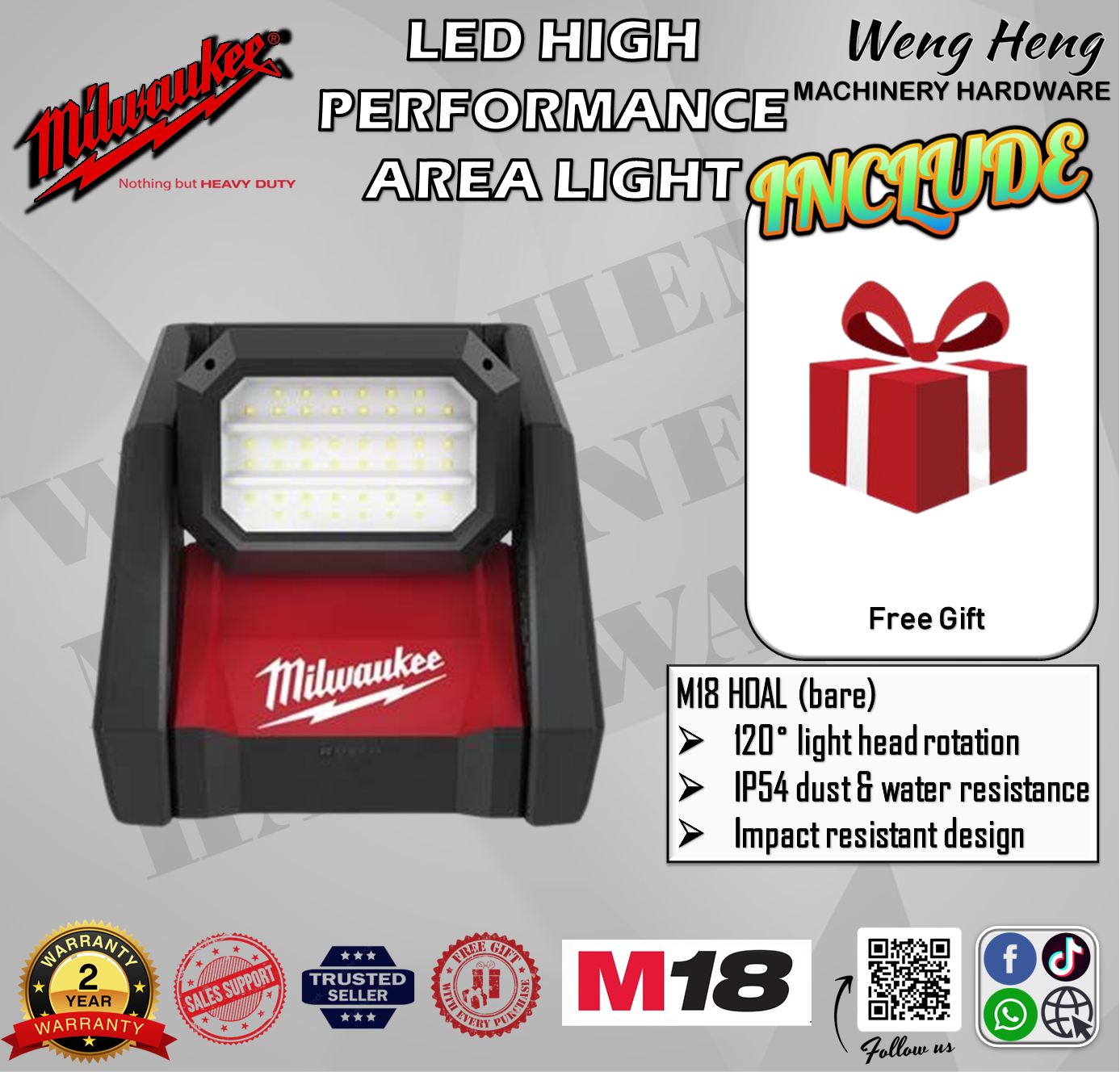 100% Genuine Milwaukee M18 LED High Performance Area Light - M18 HOAL ... 100% Genuine Milwaukee M18 LED High Performance Area Light - M18 HOAL ...