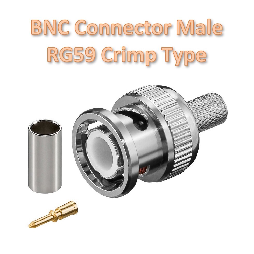 BNC RG59 Connector Male Crimp Type CCTV Connector for Coax Cable | Lazada