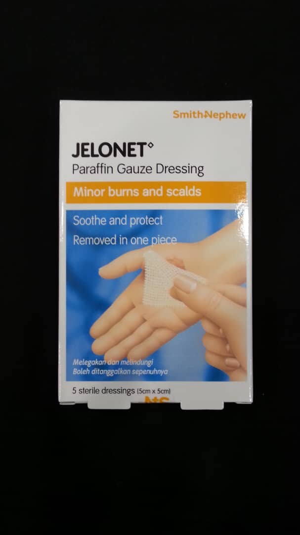 SMITH & NEPHEW JELONET PARAFFIN GAUZE DRESSING 5CM X 5CM 5'S | Lazada