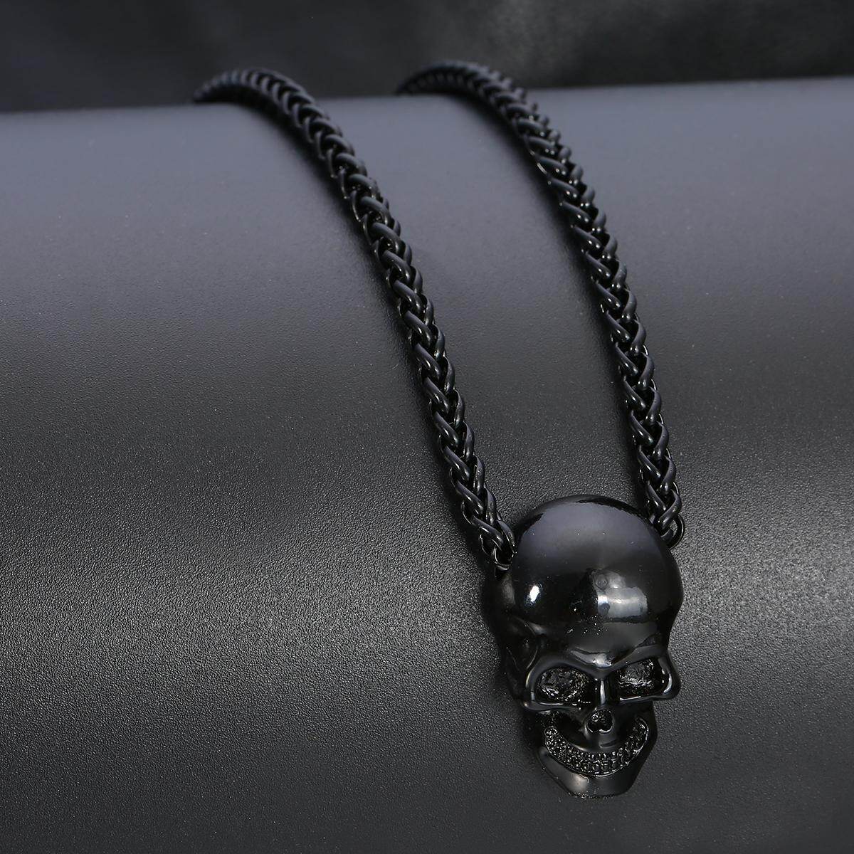 BOKALI Punk Cool แฟชั่น Mens Skull HEAD CHAIN จี้สร้อยคอฮาโลวีนของขวัญ ...