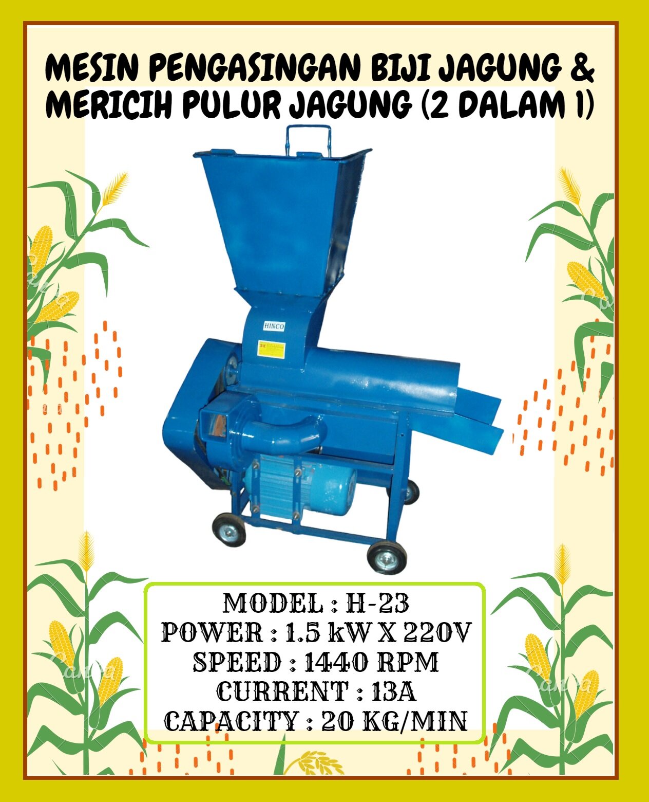 MESIN PENGASINGAN BIJI JAGUNG DAN MERICIH PULUR JAGUNG (2 DALAM 1) | Lazada