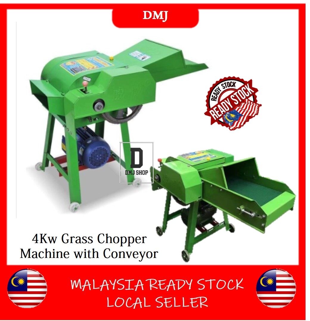 4000 Watt Electric Chopper Machine With Conveyor Belt 6 Knife Grass ...