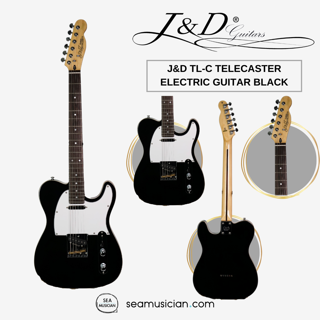 J&D TL-C TELECASTER ELECTRIC GUITAR BLACK | Lazada