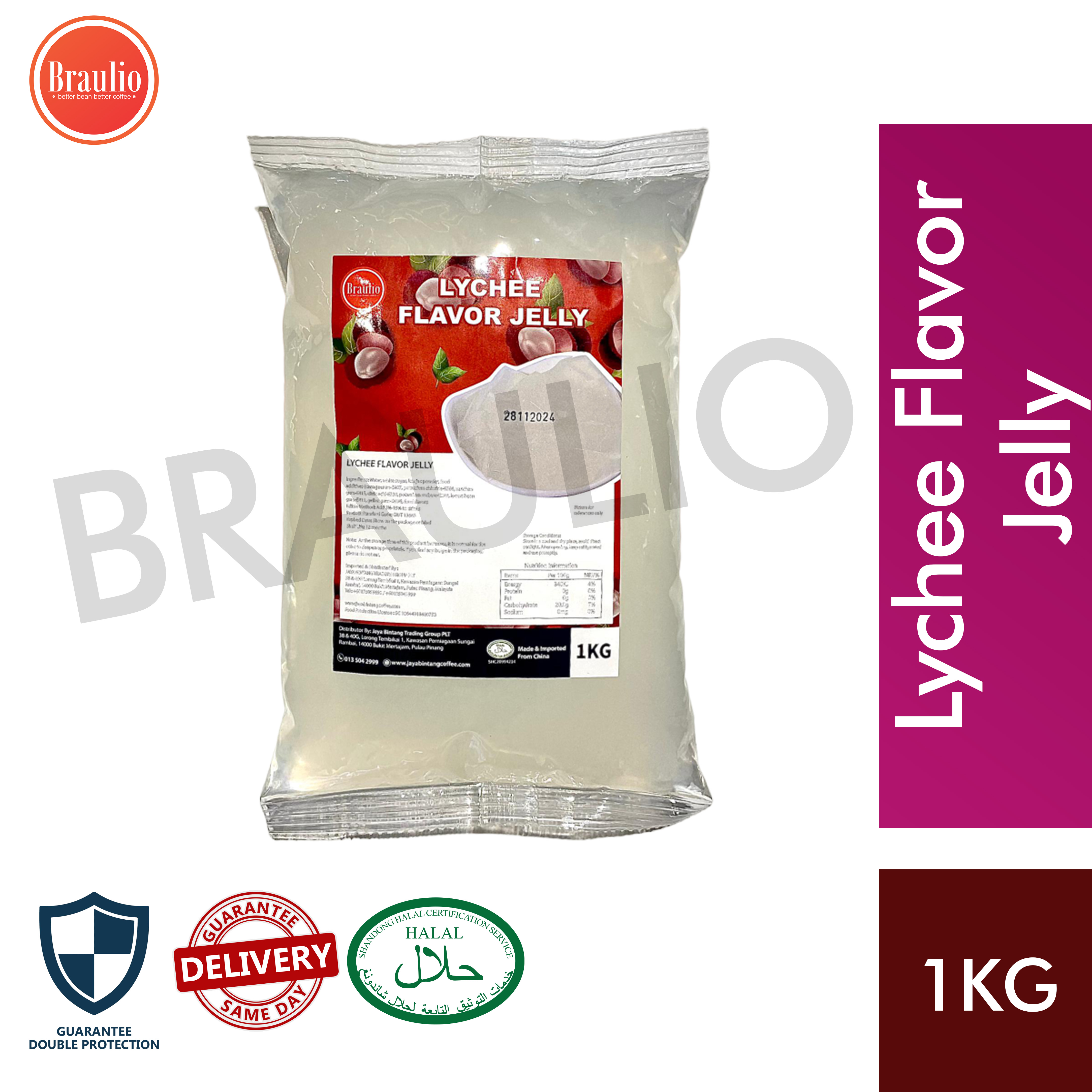 Braulio Instant Jelly Halal Lychee, Pandan, Honey Lemon - 1kg | Lazada