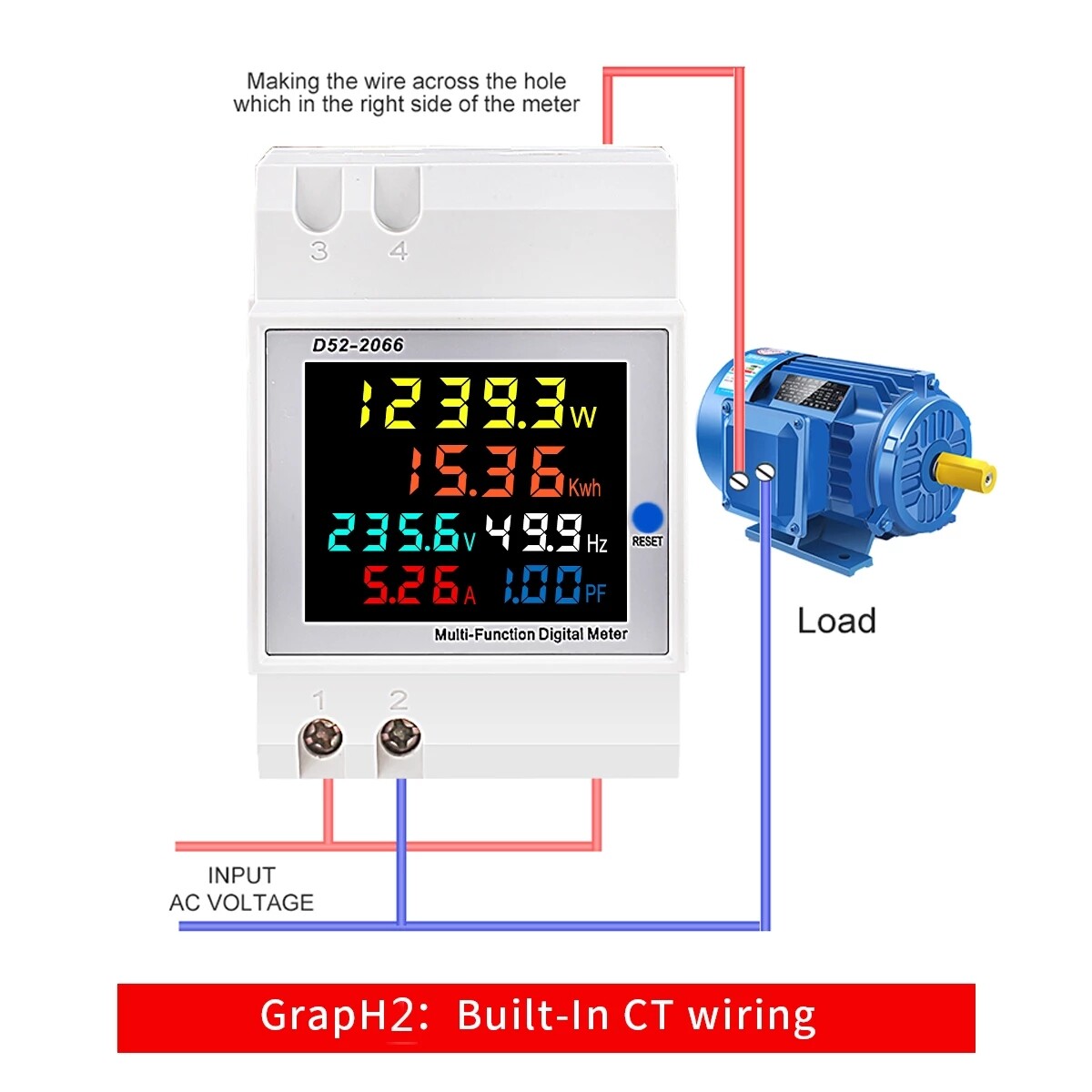 AC monitor 110V 220V 380V 100A Voltage Current Power Factor Active KWH ...