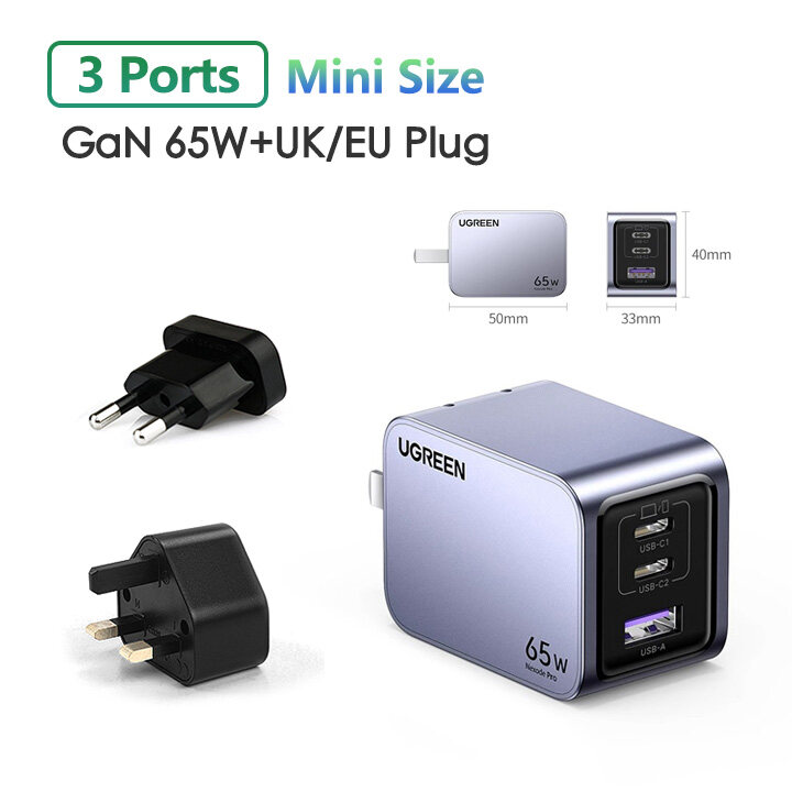 UGREEN Nexode Pro 160W/100W USB C Fast Charger 65W with UK/EU/US Plug ...