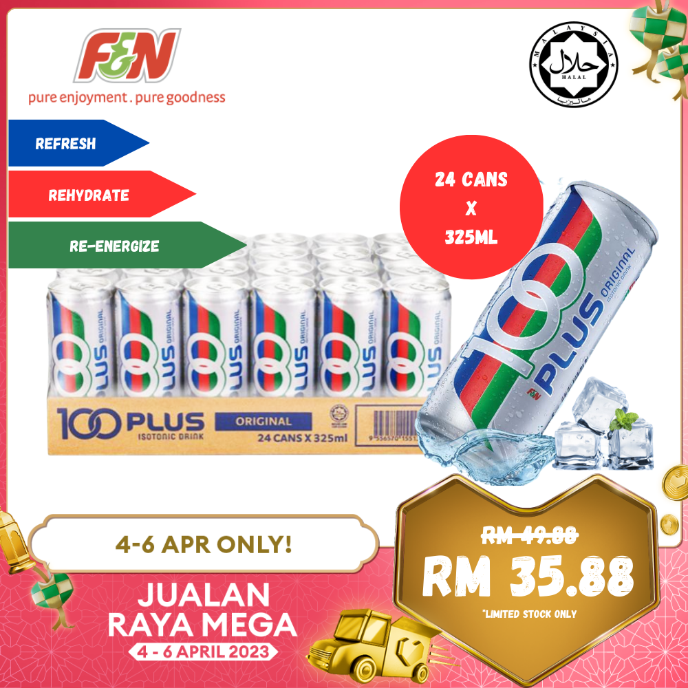 [Ready Stock - Expired 10-2023] 100PLUS Original Isotonic Drinks Can Drinks 325ml x 24 cans | Lazada