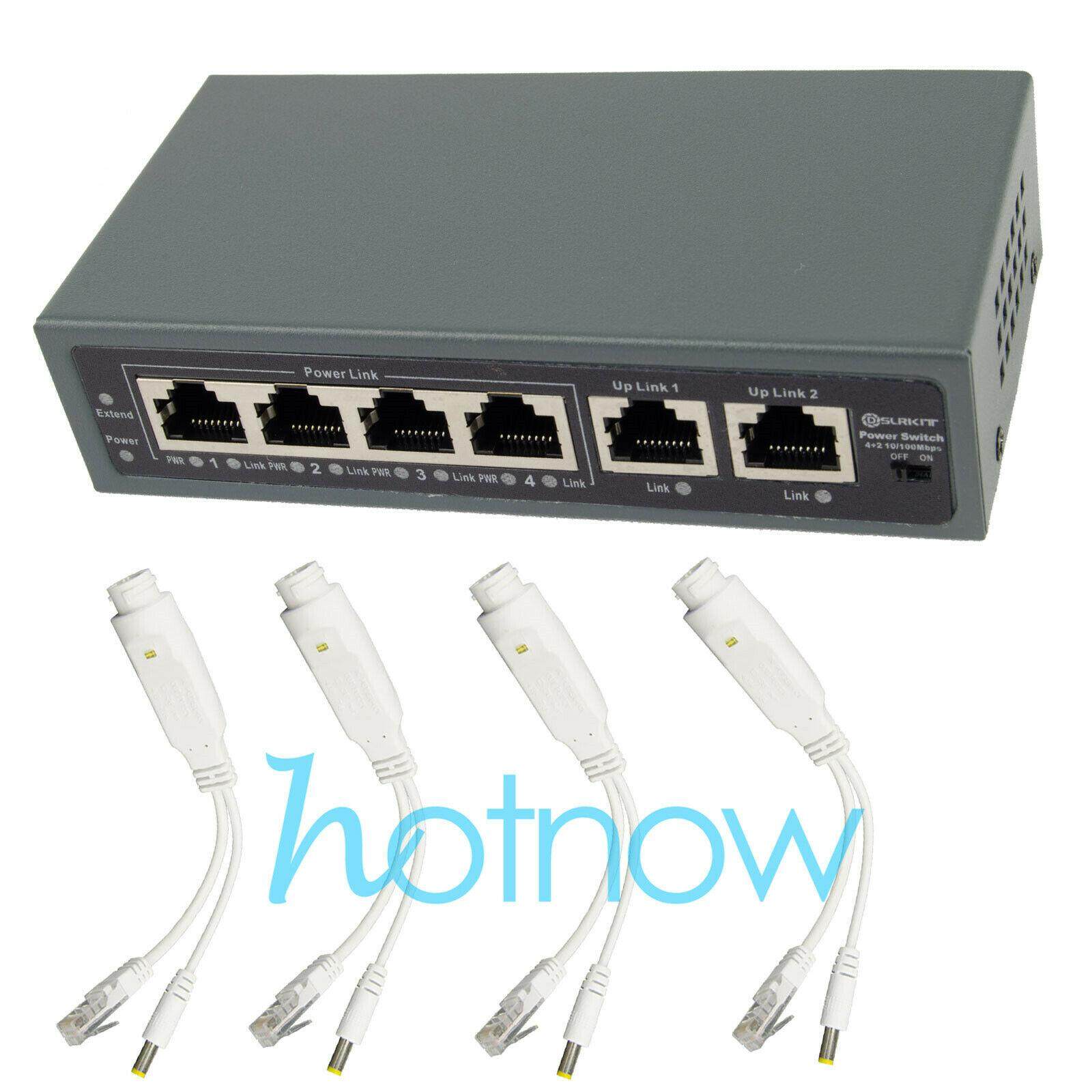 6 Ports 4 PoE Kit (Switch + PoE Splitter) 18V-55V to 12V DC Buck ...