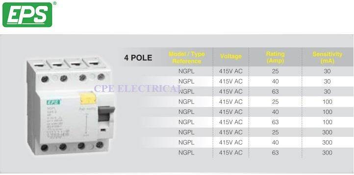 EPS 63A 4 POLE 30mA ELCB / RCCB | Lazada