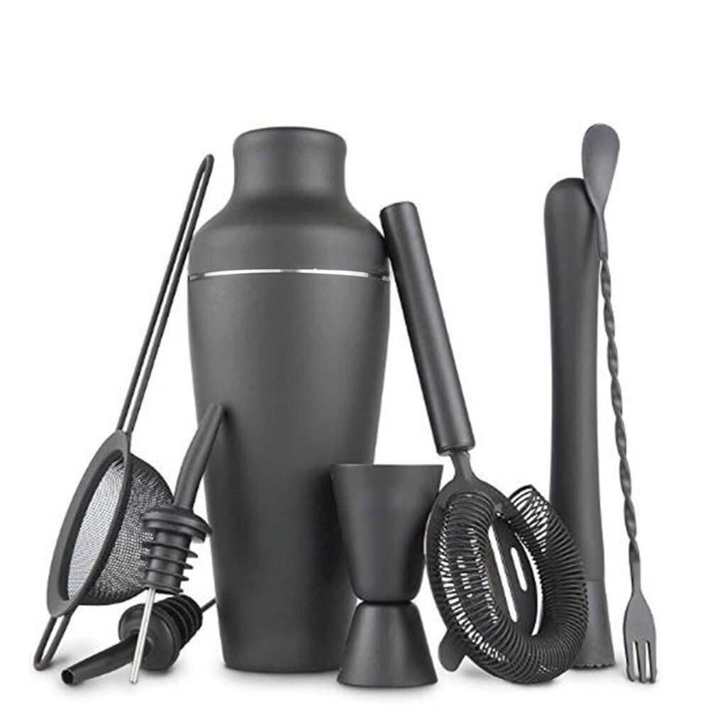 Happy houses 8-piece set matte black stainless steel cocktail shaker ...