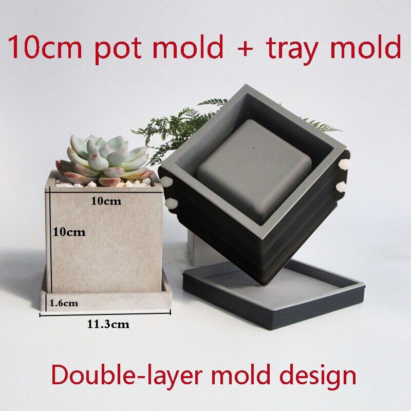 Large Concrete Silicone Flower Pot Mold Rectangular Concrete Planter ...