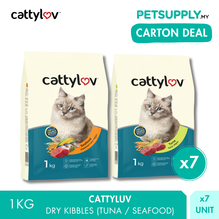 [Carton] Cattyluv 1kg Dry Cat Food Kibbles (Tuna / Seafood) | Lazada
