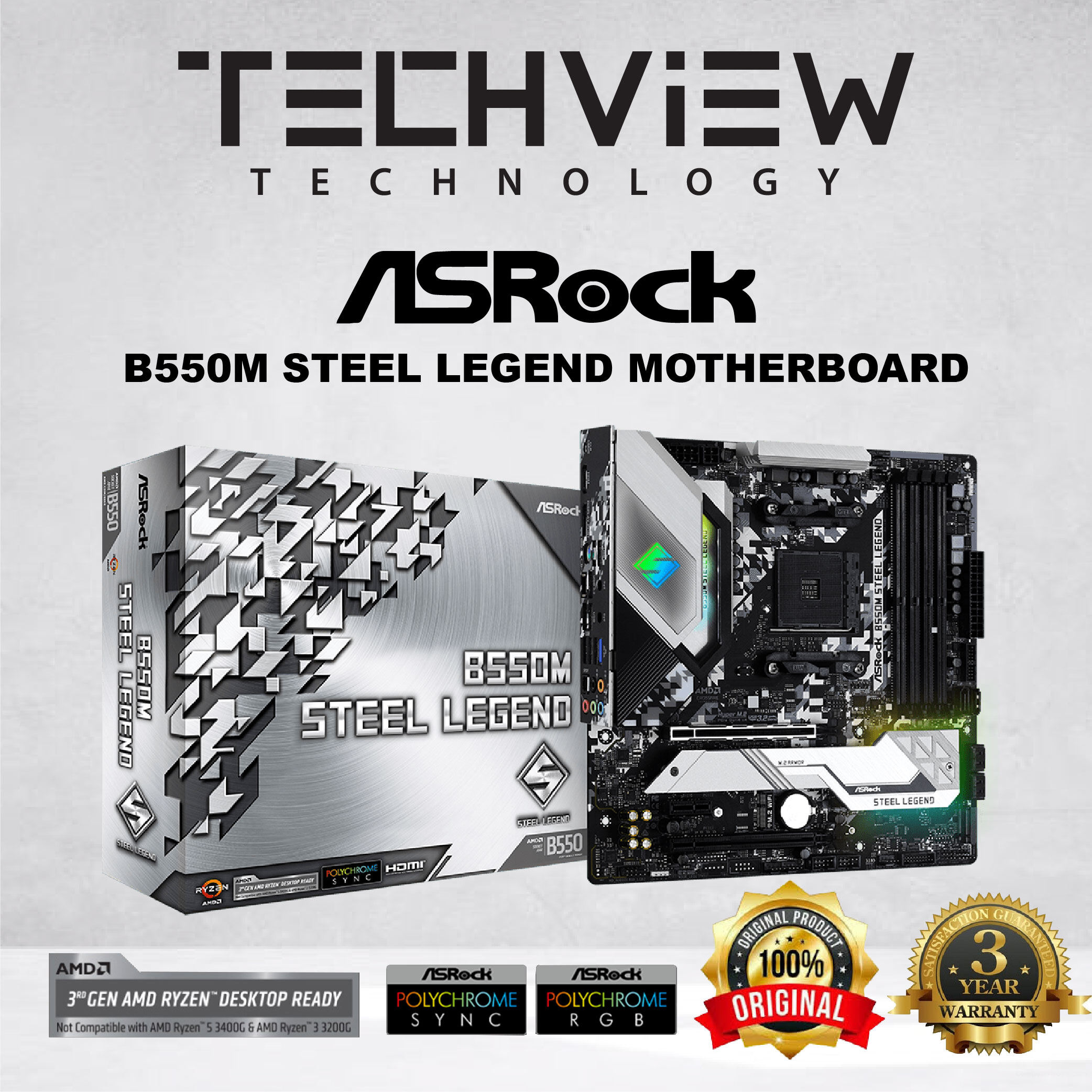 ASROCK B550M STEEL LEGEND MATX MOTHERBOARD | Lazada