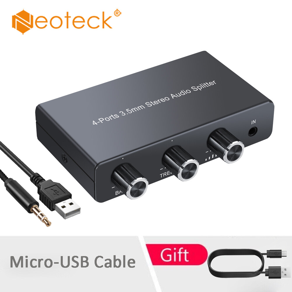 Neoteck 4 Port 3.5mm Stereo Audio Splitter Multiple Audio Outputs ...