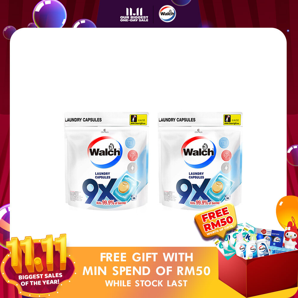[TWIN PACK] Walch 9X Antibacterial Laundry Capsules Refill 12g x 36pcs ...