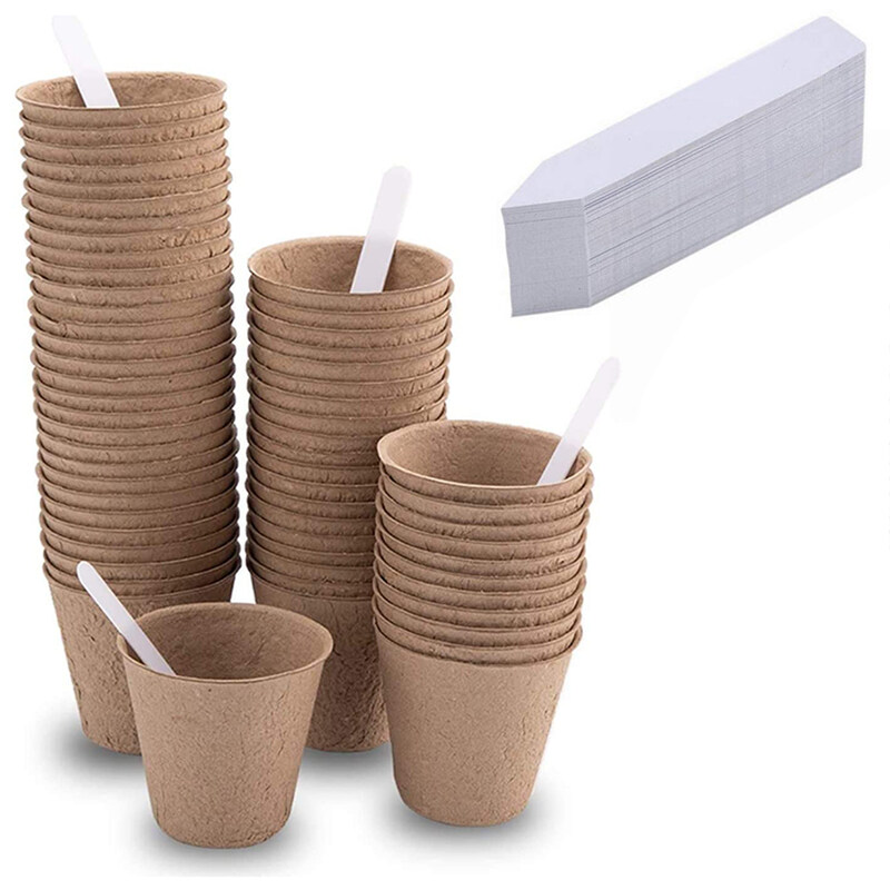 50Pcs 6x6CM Round Degradable Paper Pulp Peat Pots โรงงาน ถ้วยเนอสเซอรี่ ...