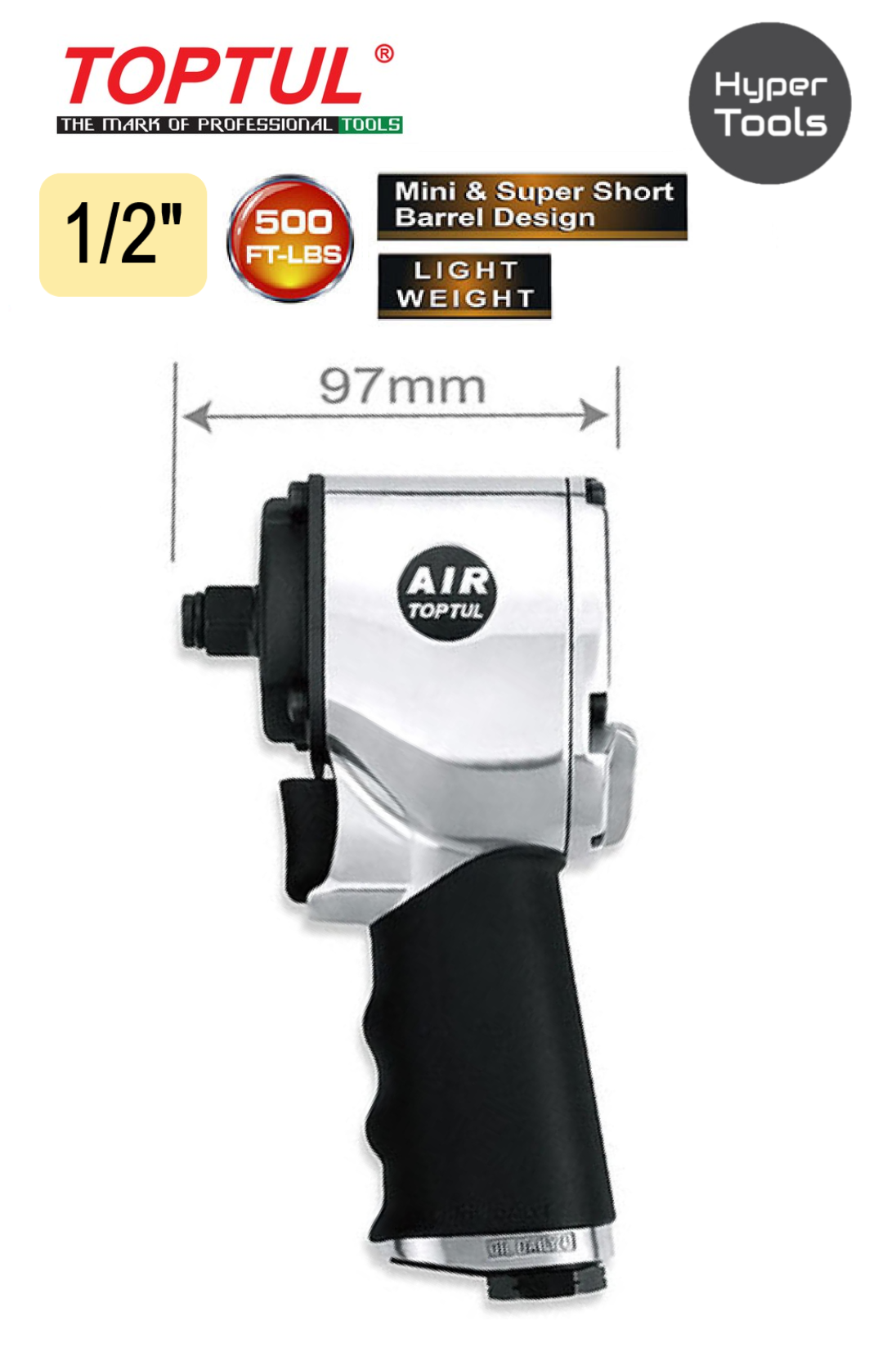 TOPTUL 1/2” DR Super Duty Air Impact Wrench (Max Torque 500 ft/lb ...