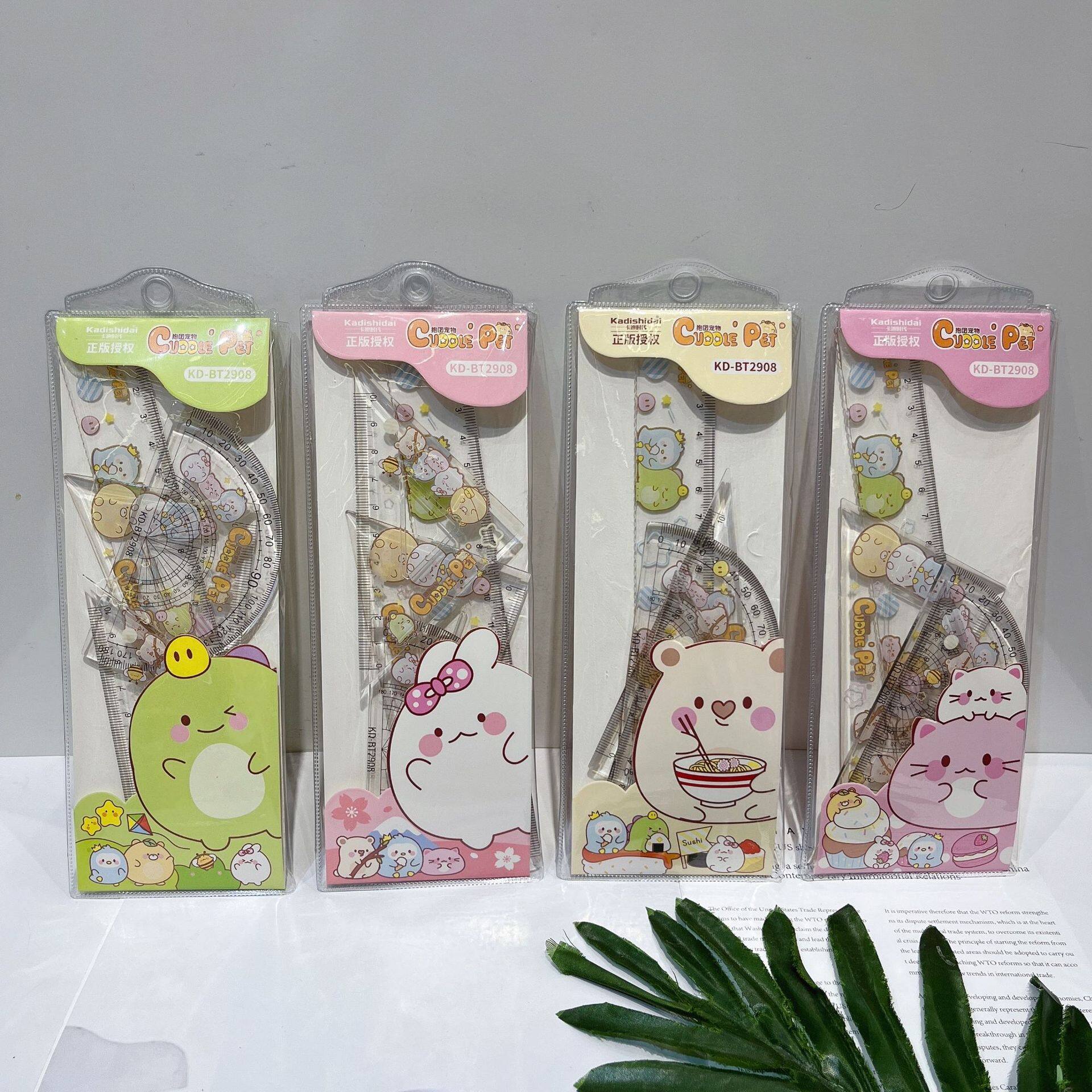 7Pcs/Set Kawaii Sanrio Hello Kitty My Melody Kuromi Anime Figure Ruler ...