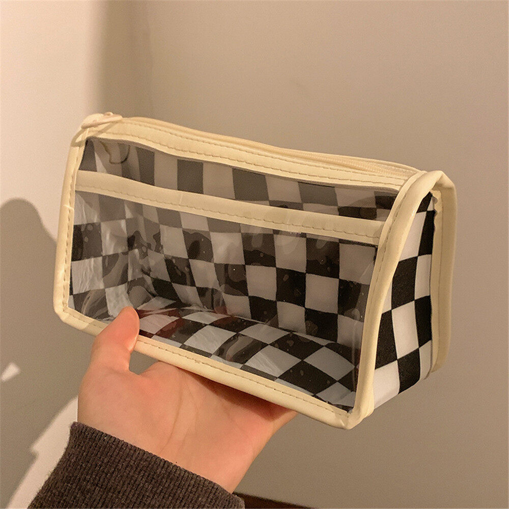 sanhe Checkerboard Triangular Pencil Case Transparent Japanese Girls ...