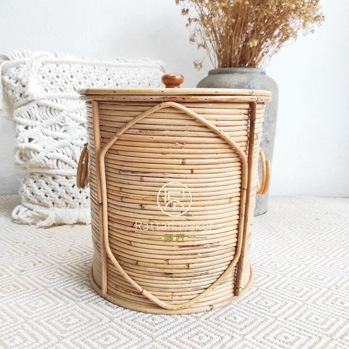 Rattan Dustbin / Tong Sampah Rotan / Interior Bin / Handmade Product / Made in Malaysia / Rattan ...