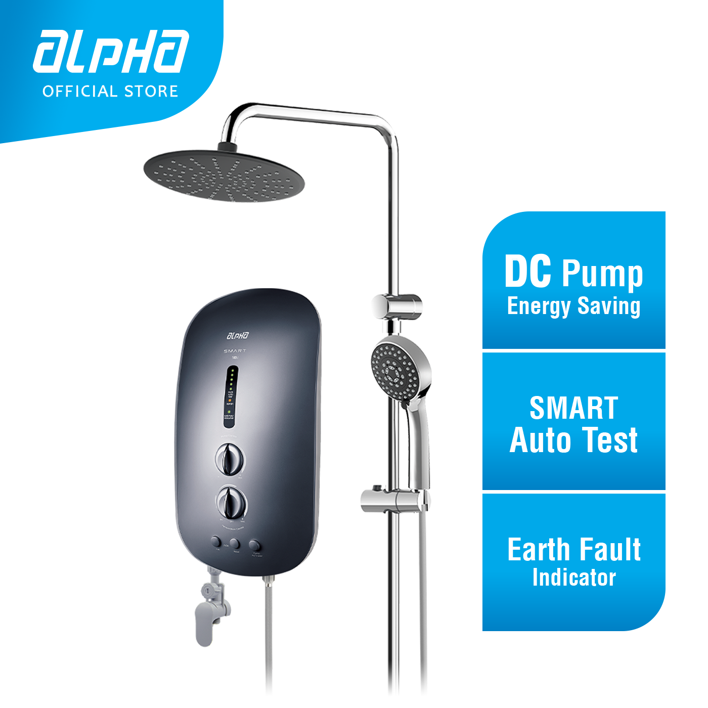 ALPHA - SMART 18 i Plus Rain Shower Instant Water Heater (DC Pump) | Lazada