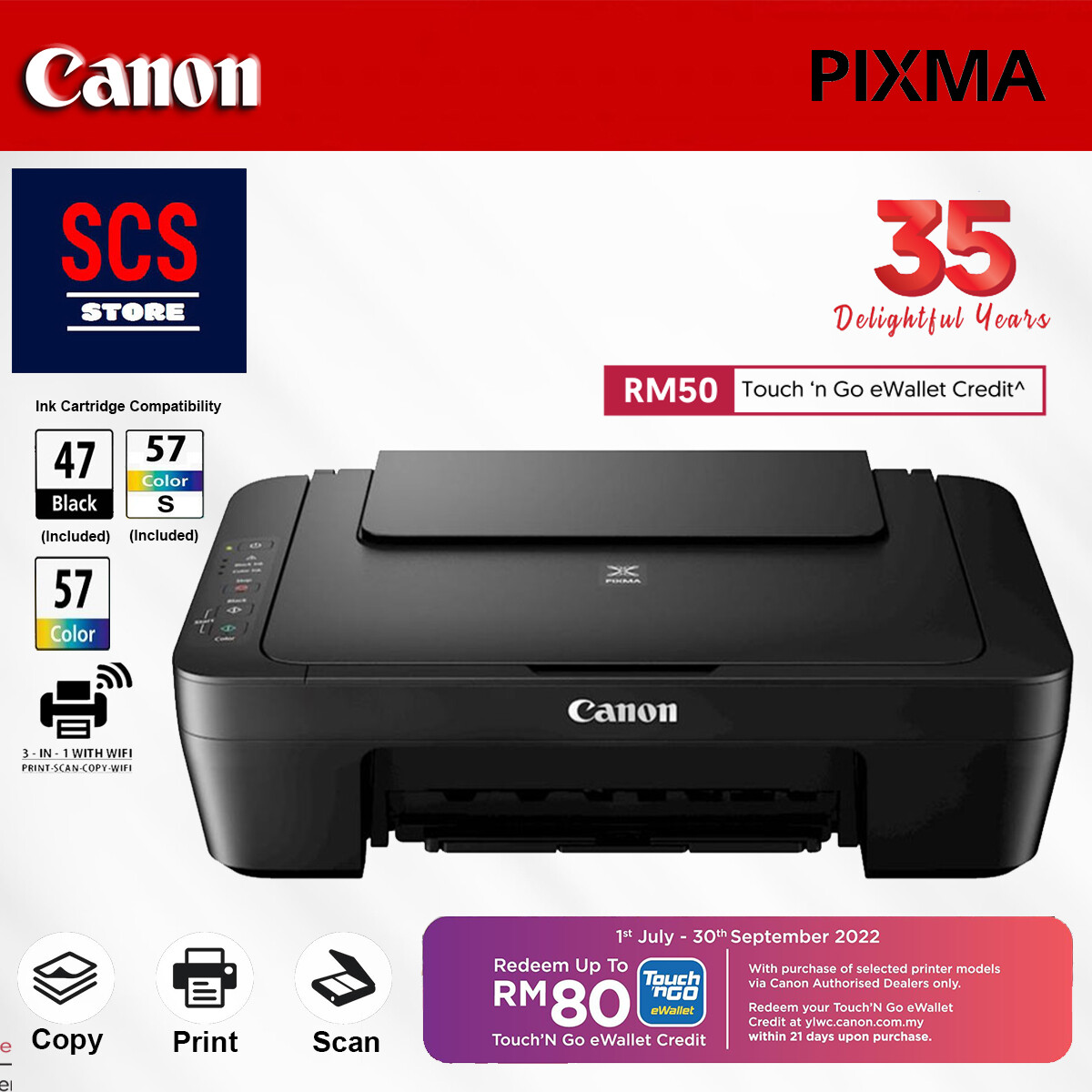 CANON PIXMA E470 All-In-One Inkjet Color Printer (Print, Scan, Copy ...