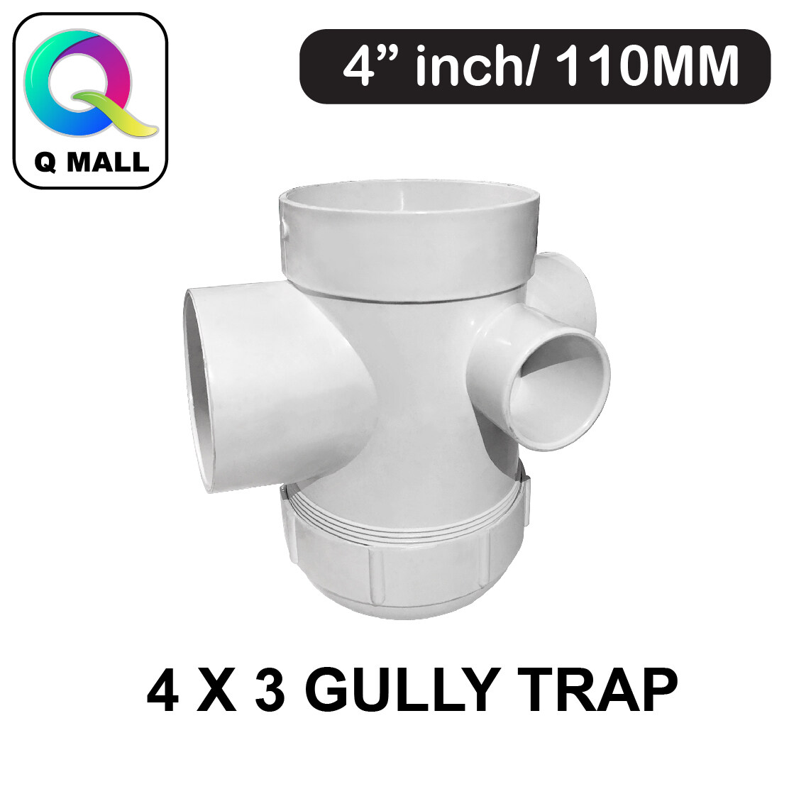 Q MALL 4 inch (110mm) UPVC White Pipe Fitting Socket / Elbow / Tee ...