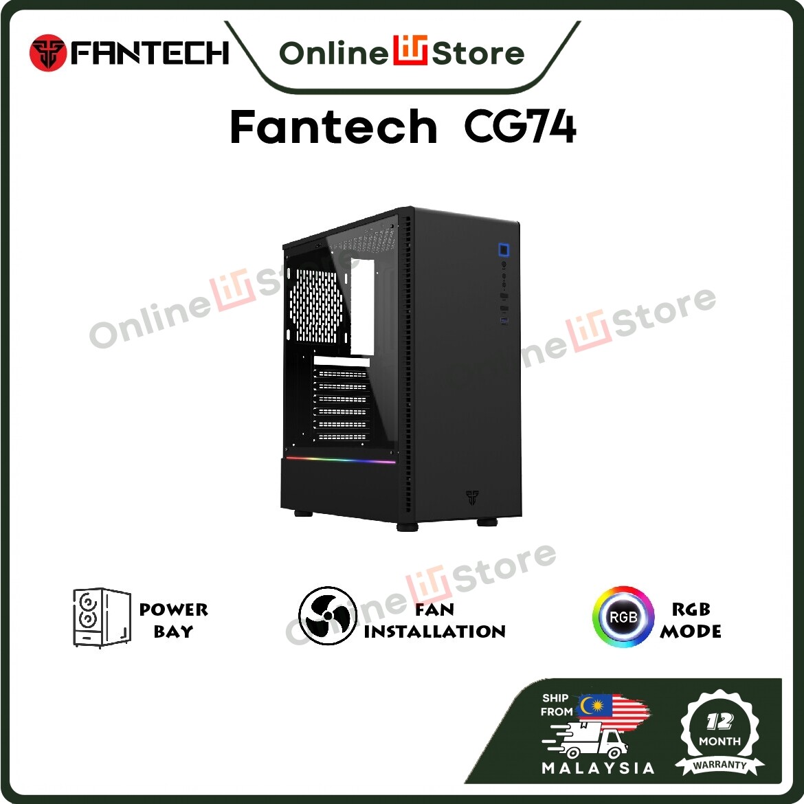 FANTECH STRIKE CG74 / CG75 RGB Middle Tower PC Case / PC CASING ...